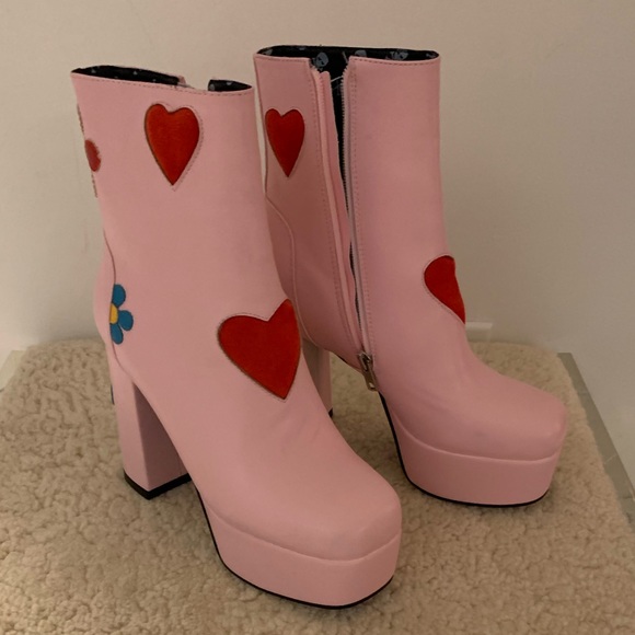 Dolls Kill | Shoes | Funky Hippie Platform Ankle Boots Light Pink W ...